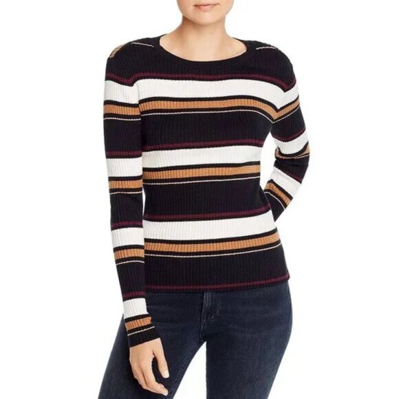 Frame Denim | Sweaters | Frame Black Striped Ribbed Black Sweater ...
